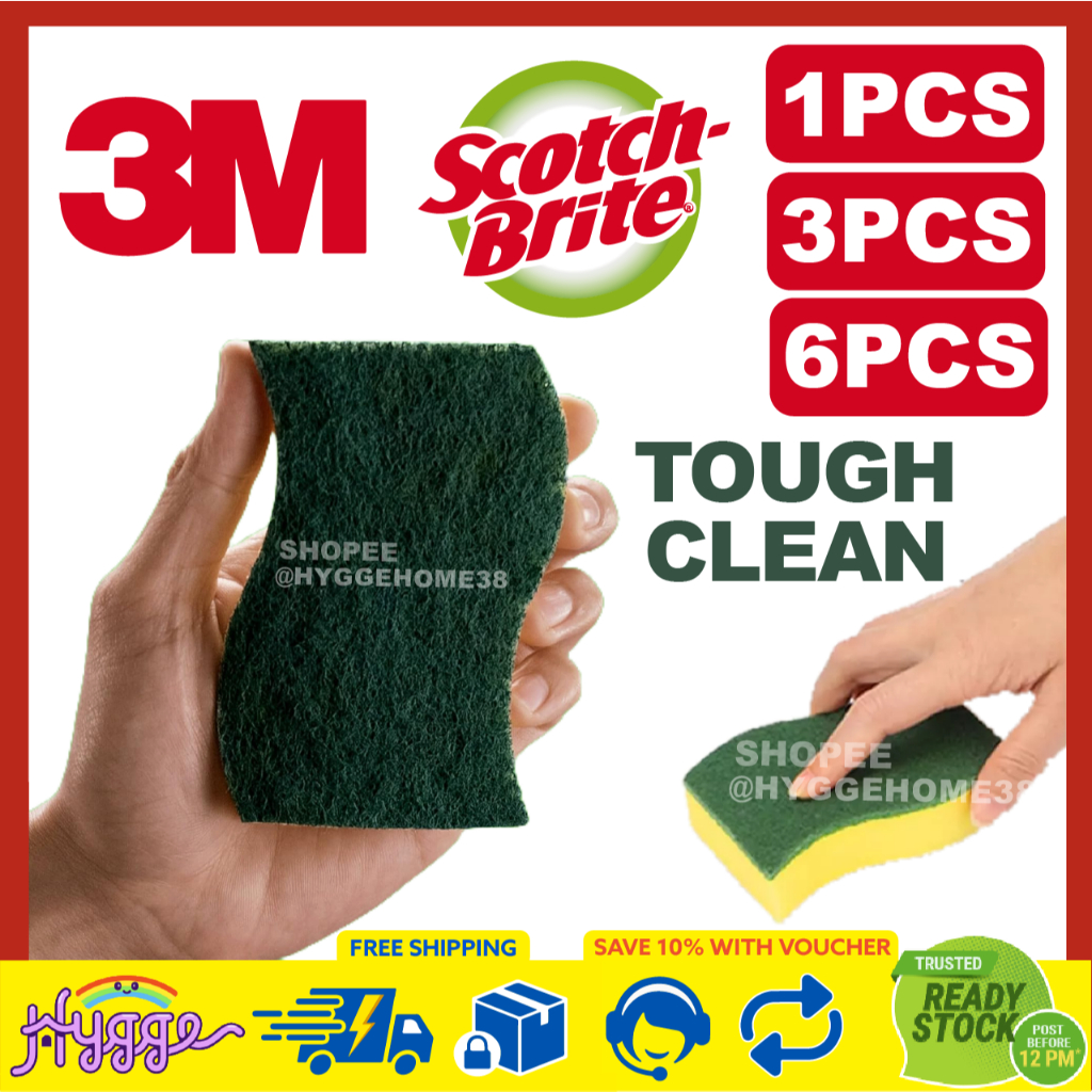 3M Scotch Brite Scrub Sponge Tough Clean Magic Super Dishwash Anti ...