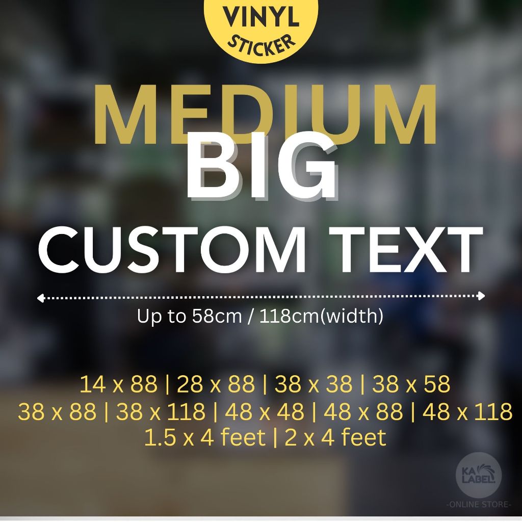 (Custom Made) - Medium-Big Custom Size Text Vinyl Decal Sticker for ...