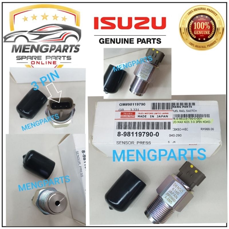 ORIGINAL ISUZU DMAX D MAX 3.0 4JJ1 SENSOR FUEL RAIL SENSOR 8-98119790-0 ...