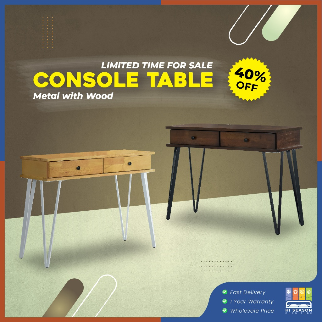Hi Season Console Table 4 Kaki Meja Console Meja Solek Meja Study Black ...