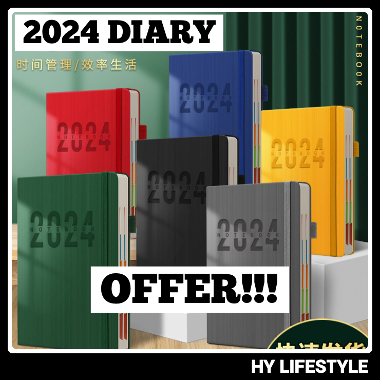 [HY] A5 2024 Diary Book Notebook Thick Cover Student Office Stationery Christmas 厚皮A5 2024记事本 ...