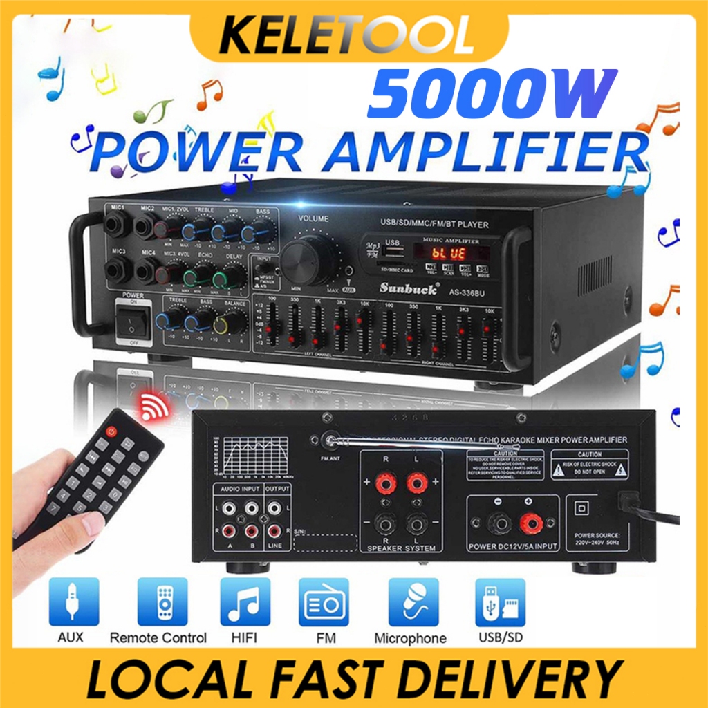 2500W Bluetooth Mixer Hifi Bluetooth Stereo Power Amplifier USB HiFi ...