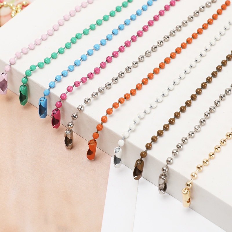 10pcs Colorful Ball Chain DIY Round Bead Key chain pendant Chain ...