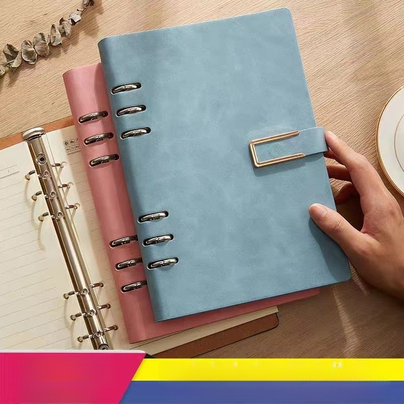 A5 Leather Refillable Refill Notebook loose-Leaf Binder Magnetic Buckle ...