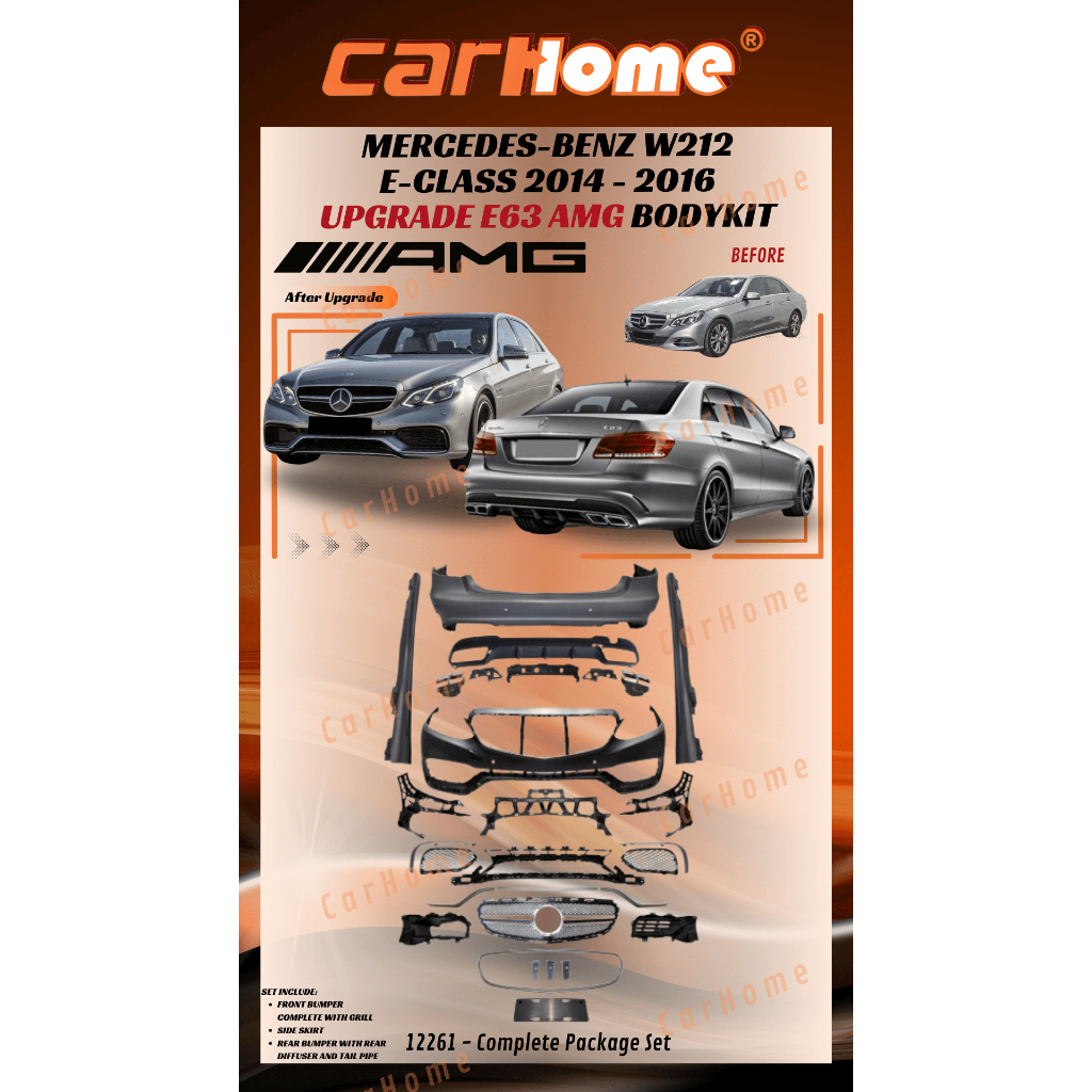 MERCEDES BENZ W212 E CLASS 2014 - 2016 UPGRADE TO E63 AMG BODY KIT SET ...