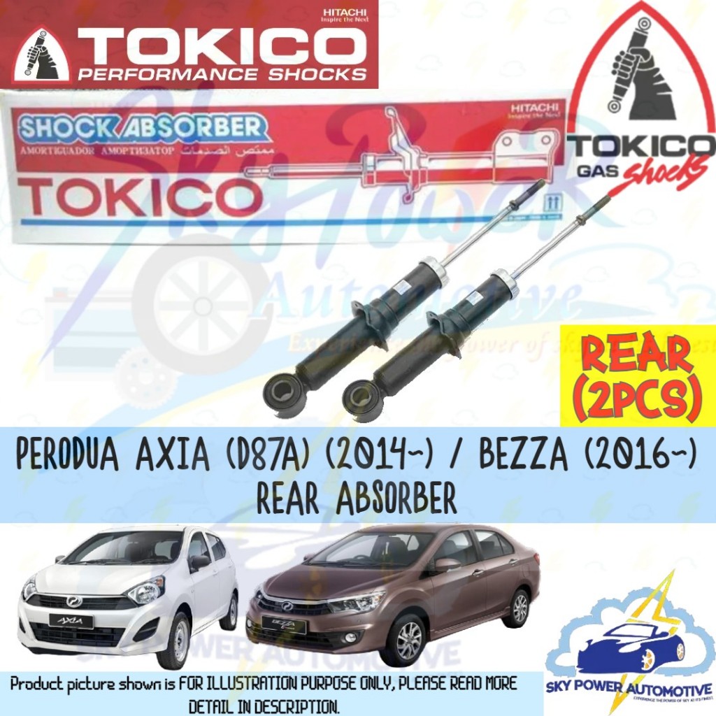 PERODUA AXIA D87A (2014-ON) / BEZZA (2016-ON) TOKICO TKC SHOCK ABSORBER ( REAR 2PCS ) | Shopee ...