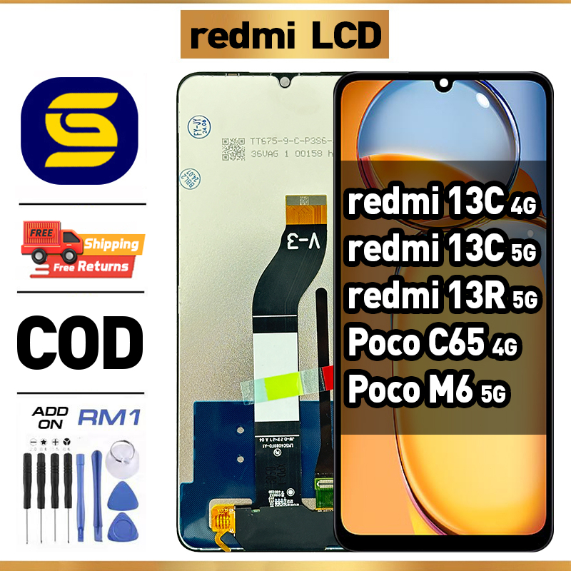LCD Redmi 13C 4G/ 13C 5G/ 13R 5G/ poco C65 4G/ M6 5G Compatible For Glass Original Touch Screen ...