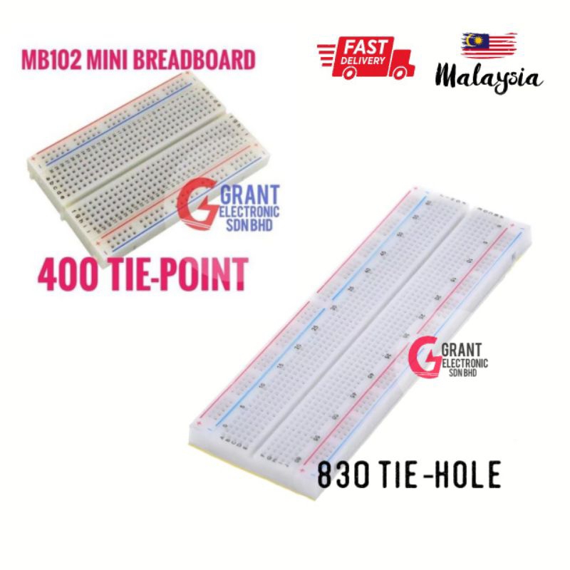 MB102 Mini Breadboard 8.2CM x 5.5CM 400 Holes/ 830 holes 165*55mm bread board solder board ...