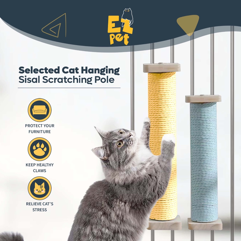 EZPET🐱【Selected Cat Hanging Scratching Pole】Cat Cage Scratcher Pole ...