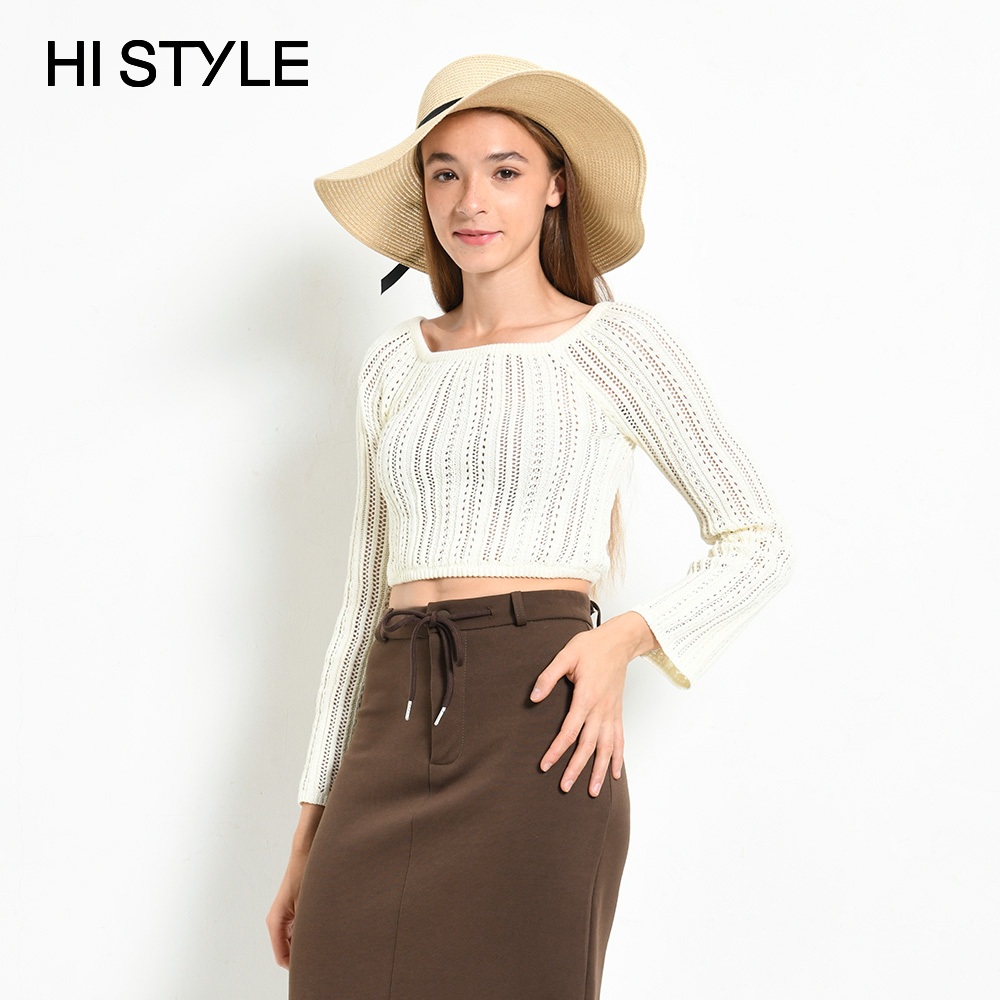 HI STYLE Women Knit Long Sleeve Top - Beige - FVE410442 / Baju ...