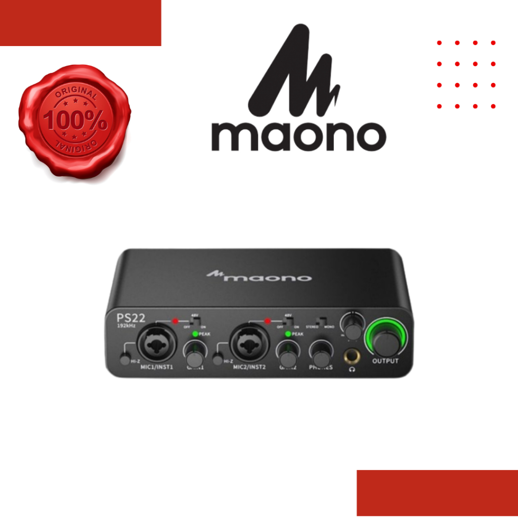 MAONO PS22 Black USB Audio interface for PC with 60 dB Pro-preamp ...