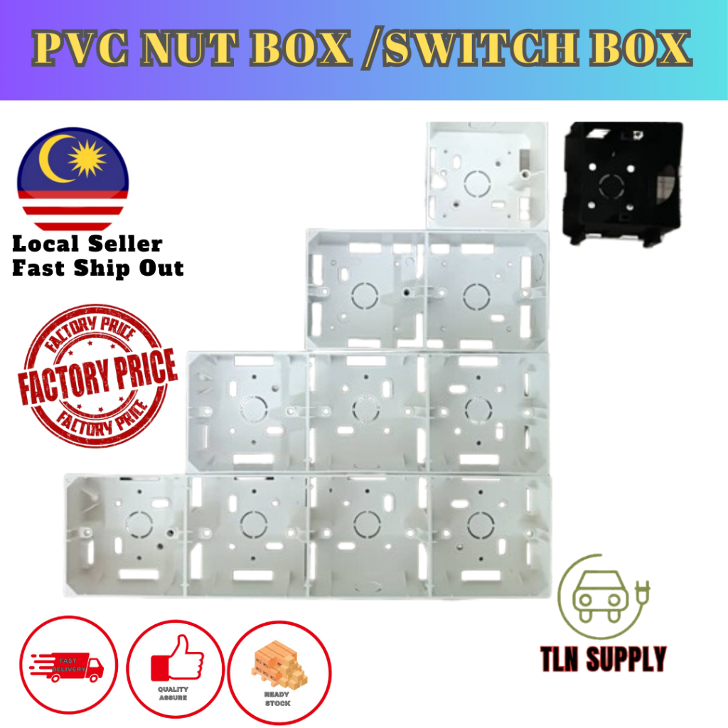 PVC BOX SURFACE TYPE NUT / ELECTRICAL BOX / WHITE BOX / Switch Socket ...