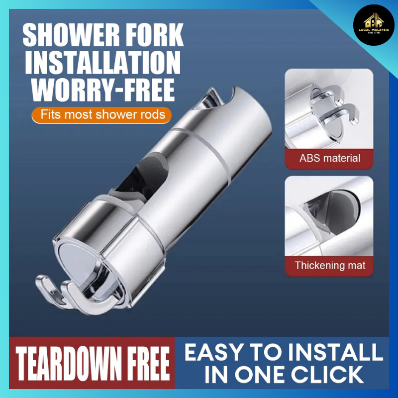 360° Rotate Shower Bracket Slide with Hooks Shower Head Holder Arm ...