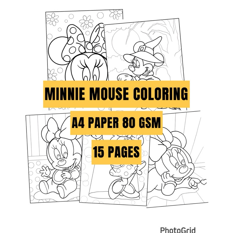 MINNIE MOUSE COLORING FOR KIDS 15 PAGES RANDOM | KERTAS MELUKIS MEWARNA ...
