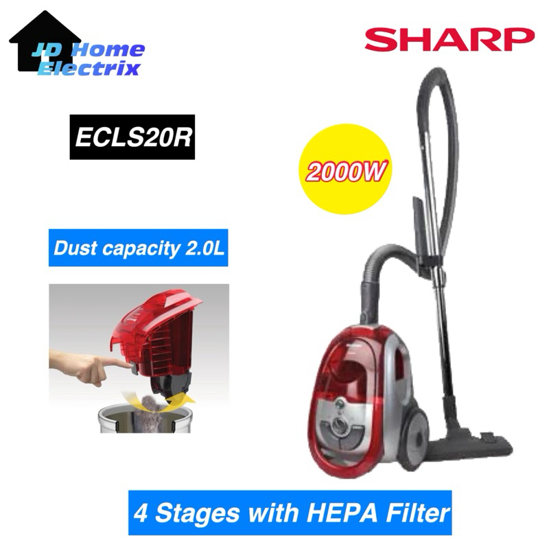 SHARP 2000W Bagless Vacuum Cleaner - ECLS20R | Shopee Malaysia