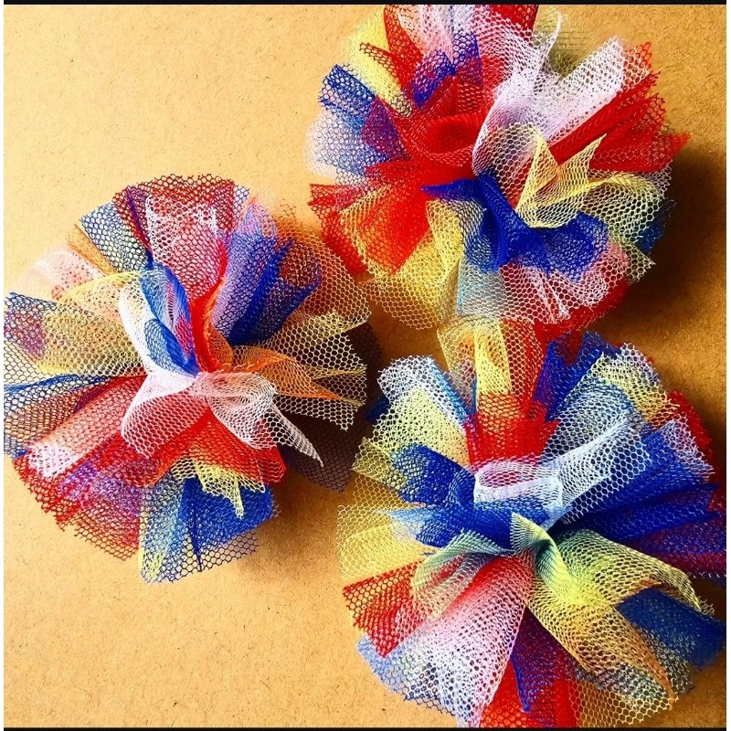 3 pcs bunga kain net, bunga hiasan, bunga hias baju merdeka,kain net ...