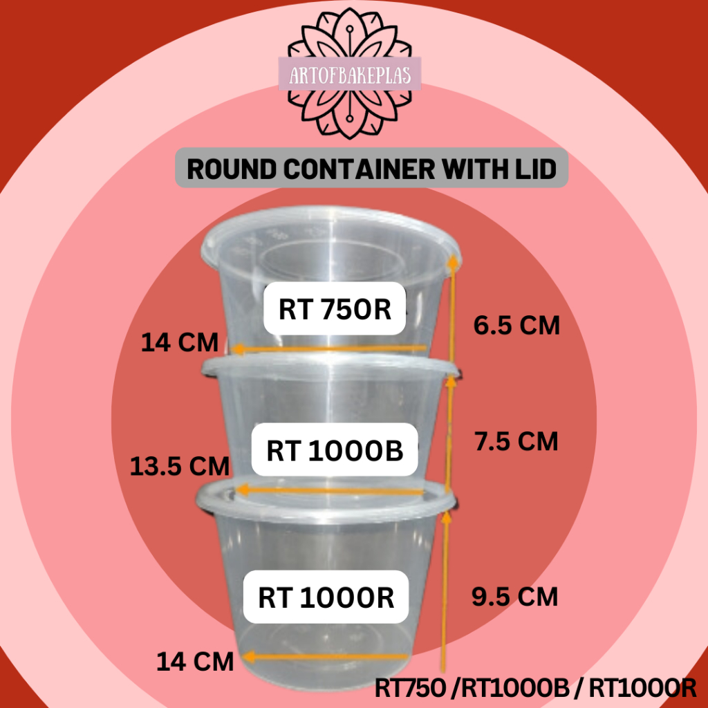 RT-750 RT-1000B RT-1000R Round Disposable Plastic PP Food Container ...