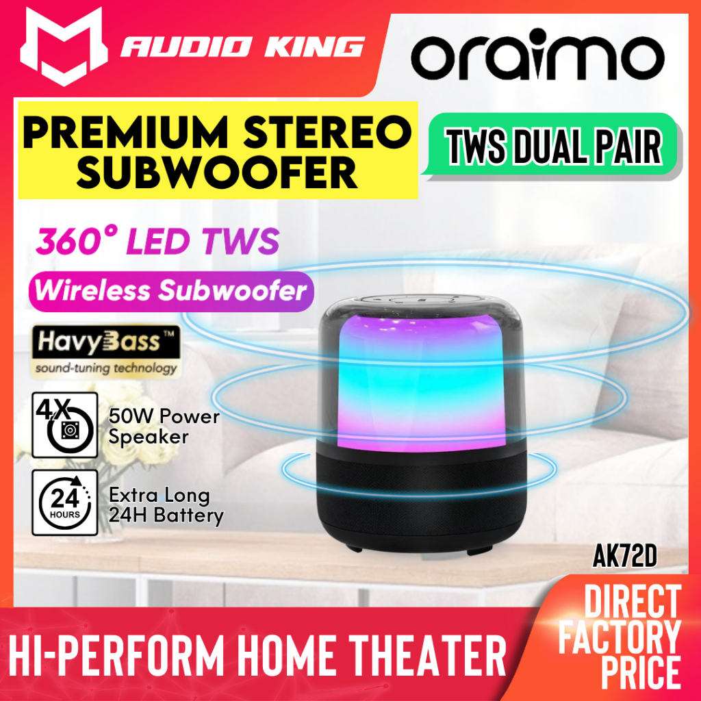 ORAIMO Bluetooth Full Bass Power 50W Original RGB Big Home HD Speaker ...