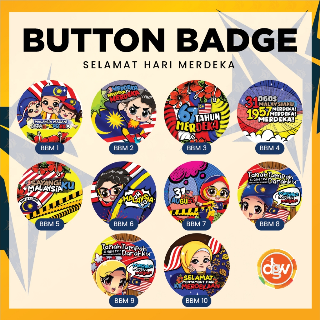 Merdeka Button Badge Hari Kemerdekaan Malaysia Independence Day Theme ...
