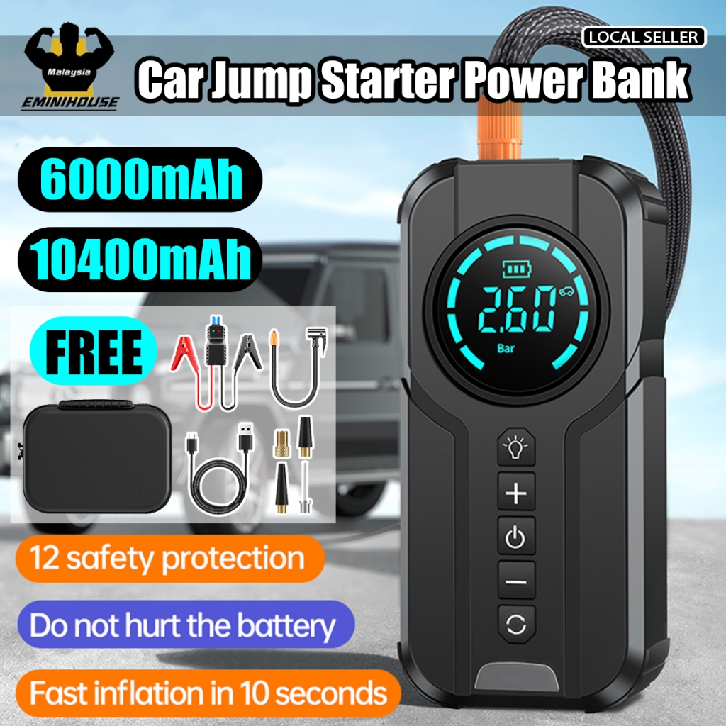 4 in 1 car jump starter powerbank jumper with pump tyre With Air ...