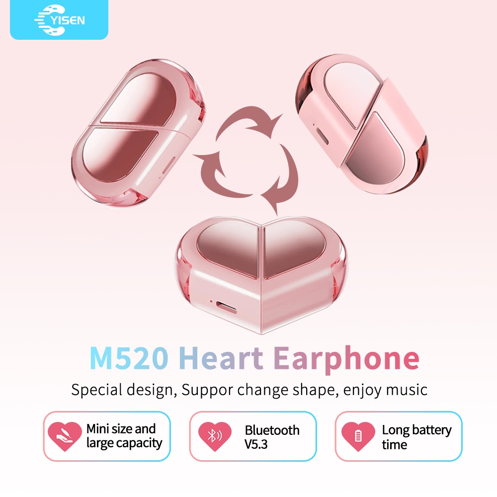 Valentine's Day heart M520 Bluetooth Earphone Sport Wireless Headphone ...