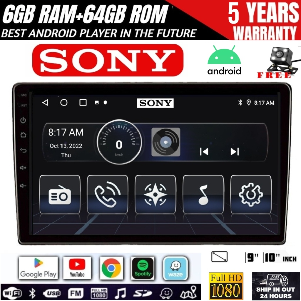 [6GB RAM+64GB ROM]QLED Sony Android Player 9"10" inch Quad Core Car ...