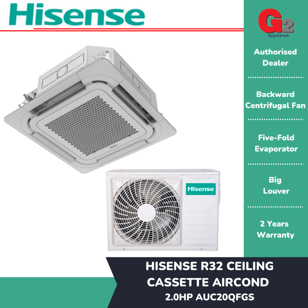 HISENSE R32 CEILING CASSETTE AIRCOND AUC20QFGS (2.0HP) / AUC25QFGS (2 ...