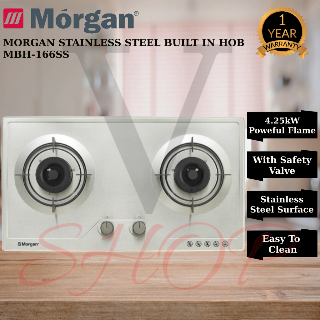 MORGAN 2 BURNER STAINLESS STEEL BUILT-IN GAS HOB MBH-166SS || MBH-SB162 ...