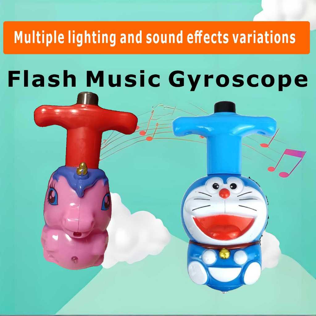 Gyroscope toy for children, glowing outdoor music, rotating cartoon ...