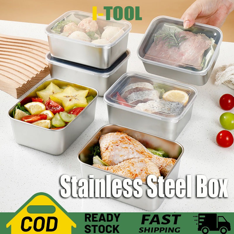 Stainless Steel Box Fresh-Keeping Storage Box With Lid Organizer Seal ...