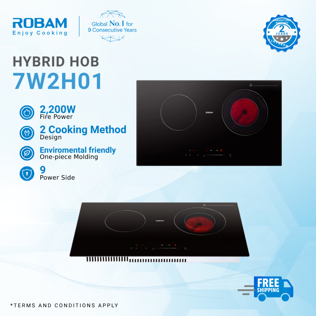 ROBAM Electric Hob With Induction + Ceramic Cooking Zone SRB-7W2H01 | Shopee Malaysia