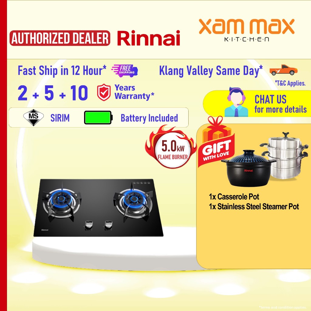 Rinnai RB782G Built-In Gas Hob / Rinnai RB-782G Gas Stove / 2 Tungku ...