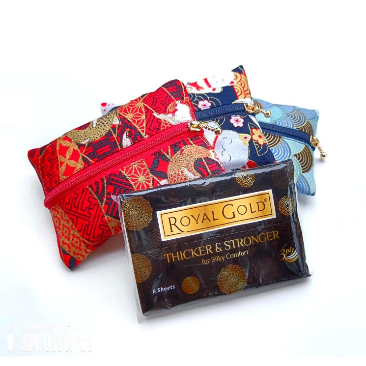 handmade small premier Royal Gold tissue tisu Zipper Holder/cover/pouch ...