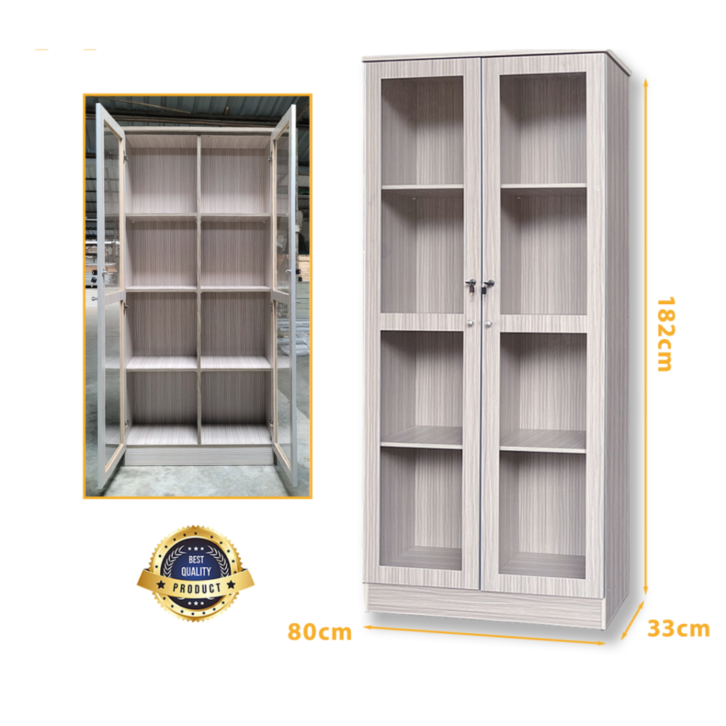 MODENZ 6FT Grey White Glass Cabinet Display Cabinet Display Rack ...