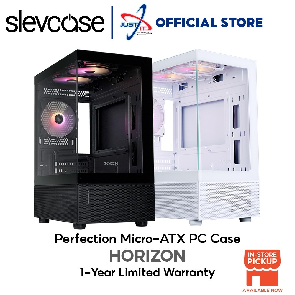 Slevcase Horizon M-ATX PC Case With ARGB Fan - Black/White (5 Pcs ...