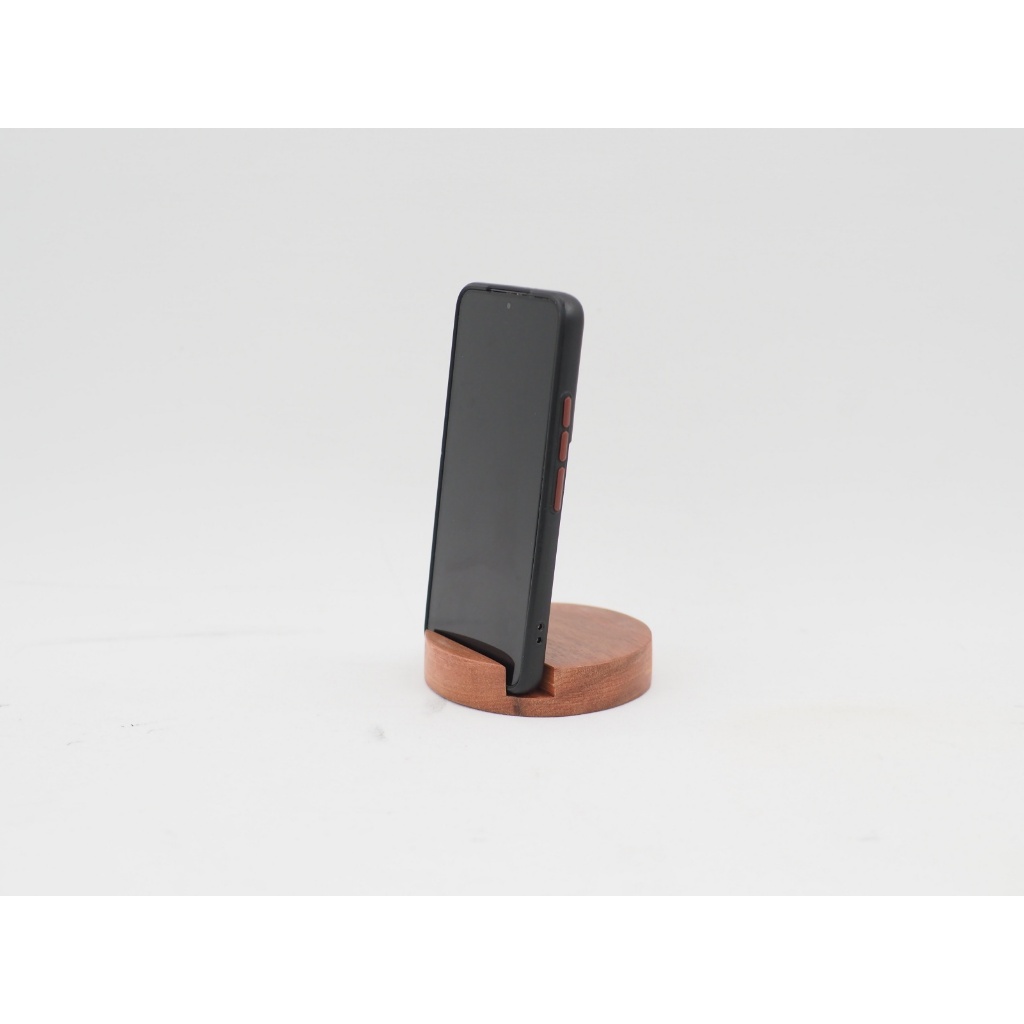 Wooden Round Phone Holder Handphone Stand / Tempat Letak Handphone Kayu ...
