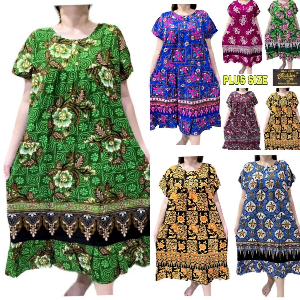 BAJU BATIK DRESS WOMEN PLUS SIZE/BAJU BATIK NIGHTY SIZE BESAR INDONESIA ...