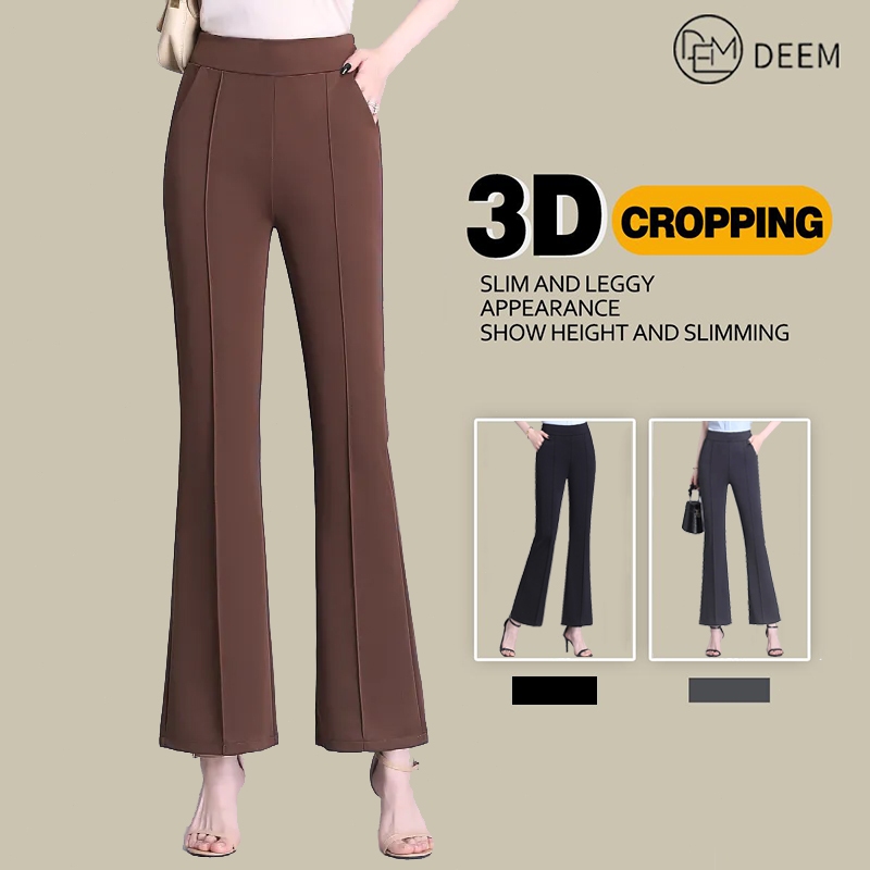 Deem Women's Flare Wide-Leg Trousers Bell Bottom Style Chic Palazo ...