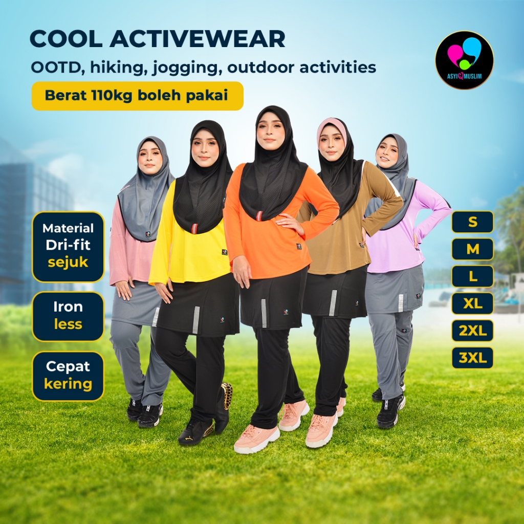 BAJU SAHAJA - Baju Sukan Renang Jogging Hiking Cool Activewear Loose ...