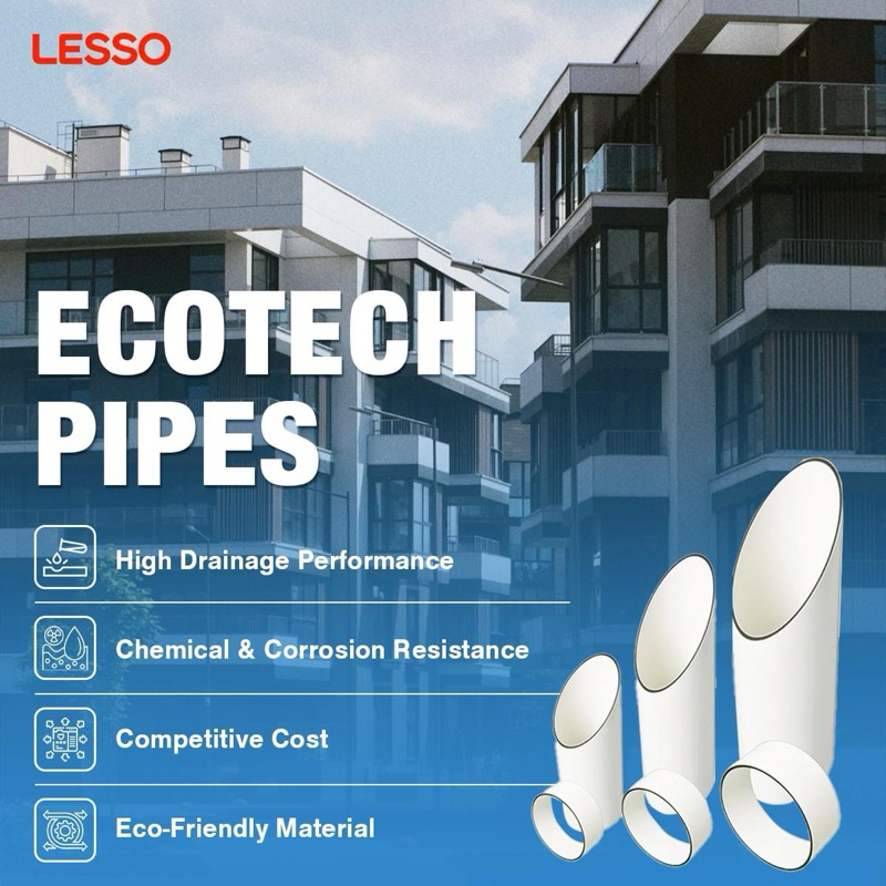 BRAND PALING LESSO UPVC ECOTECH PIPE SWV PRESSURE RAIN WATER DOWN PIPE WHITE COLOUR SIRIM 3 ...