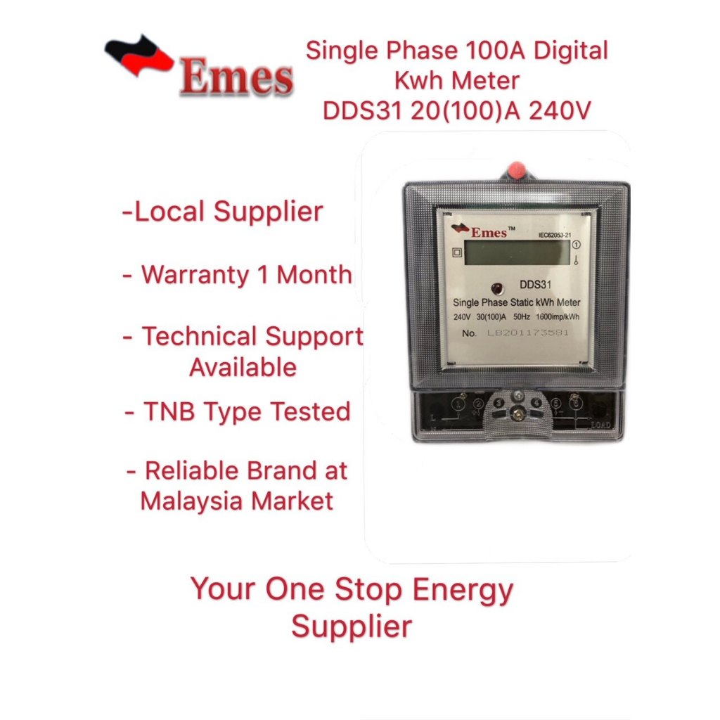 EMES DDS 31 100A Single Phase digital Energy kWh Meter | Shopee Malaysia