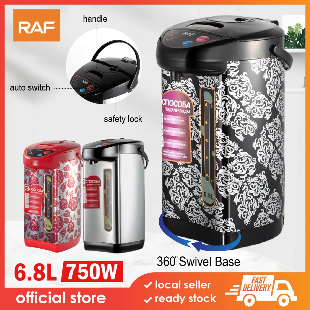 RAF Electric Thermostatic Kettle 6.8L Auto Shut Off Thermo Pot Reboil With Safety Lock Fast Boil ...
