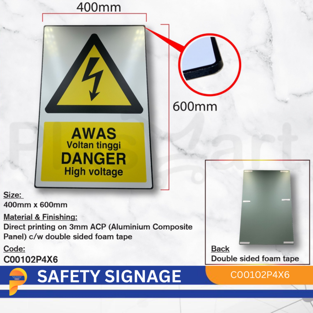 Safety Signage - Awas Voltan Tinggi . Danger High Voltage | Shopee Malaysia