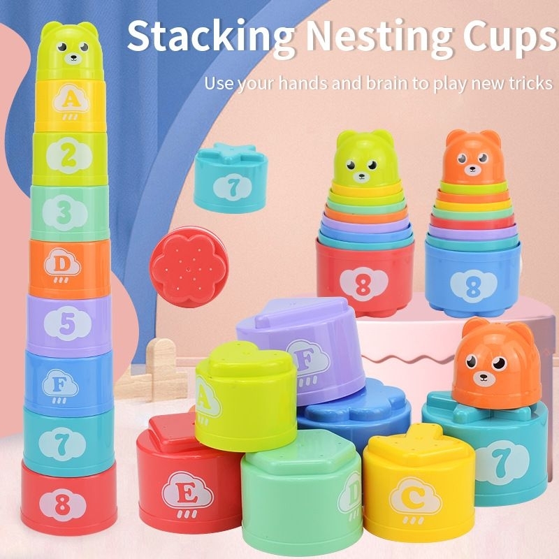 Stacking Cup Random Colour Baby Stacking Toy 9pcs Educational ...