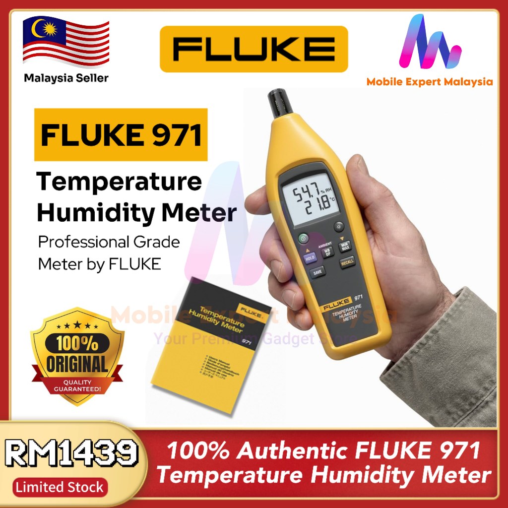 🔥READY STOCK🔥 FLUKE-971 Professional Grade Temperature and Humidity Data Logger with 0.1°C / 0.1 ...