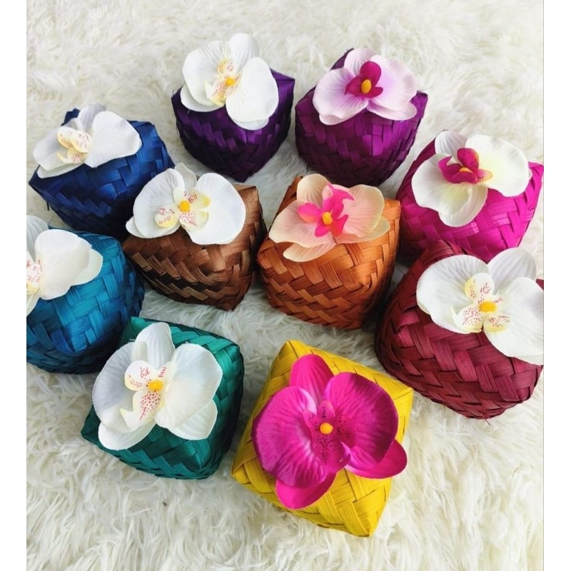 50pcs Mengkuang Bamboo box with ORKID deko kotak doorgift | Shopee Malaysia