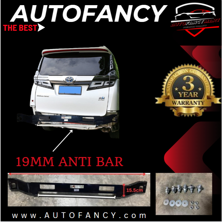 2 IN 1 TOYOTA ALPHARD VELLFIRE AGH30 2015-2019 REAR BUMPER STEEL ANTI ...
