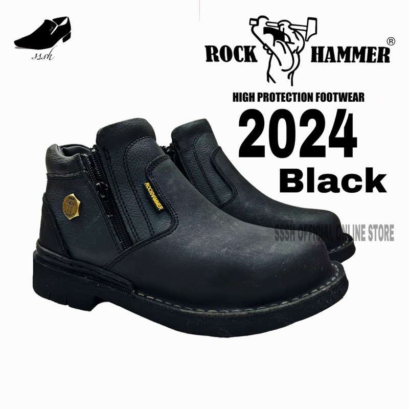 ORIGINAL 2024( black) NEW DESIGN ROCK HAMMER FULL LEATHER SAFETY SHOE ...