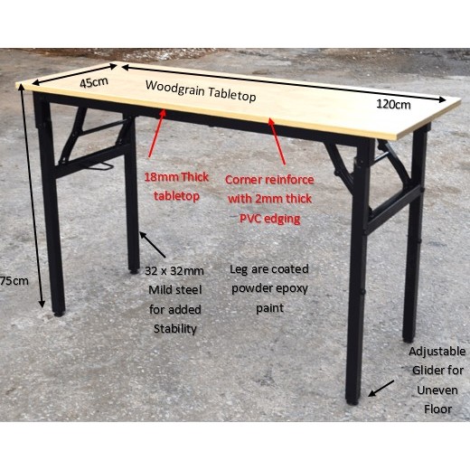 Heavy duty banquet table with PVC edging - size 45W x 120L x 75H cm ...