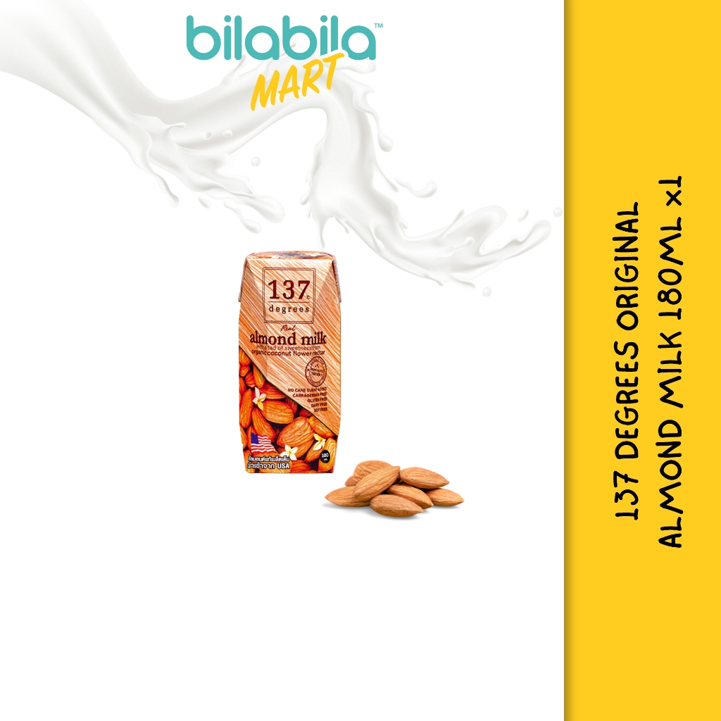 137 Degrees Almond Milk (Original, Unsweetened) 180ml 1L Susu Badam 杏仁奶 ...